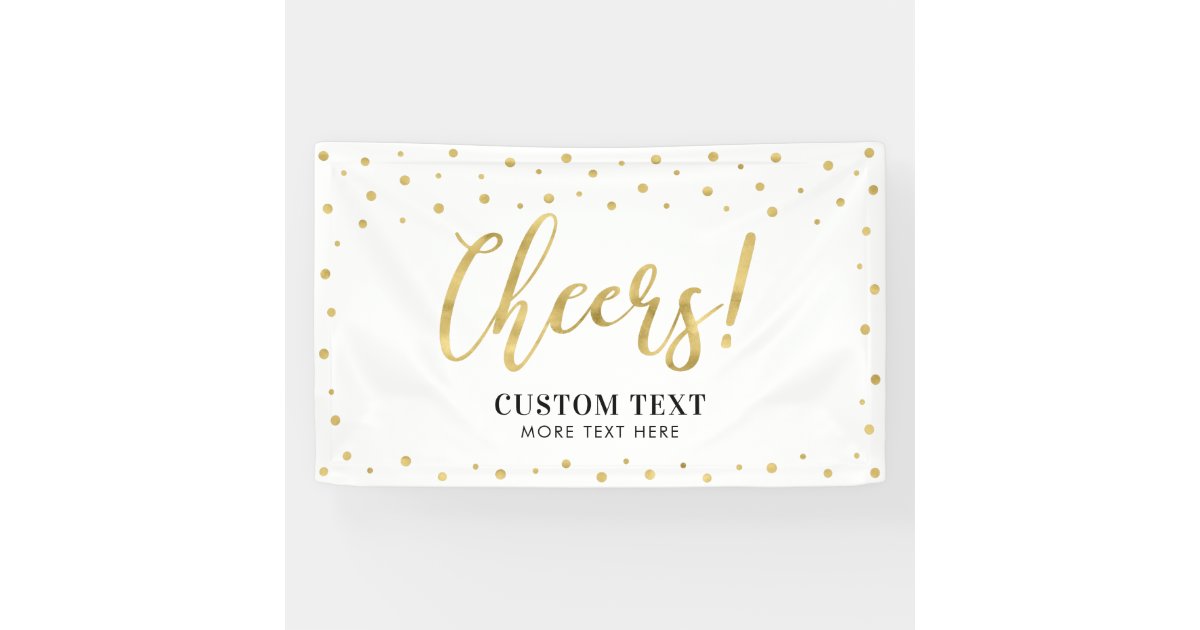 Gold & White | Modern Cheers All Occasions Party Banner | Zazzle