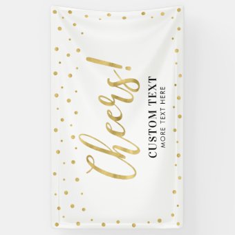 Gold & White | Modern Cheers All Occasions Party Banner | Zazzle
