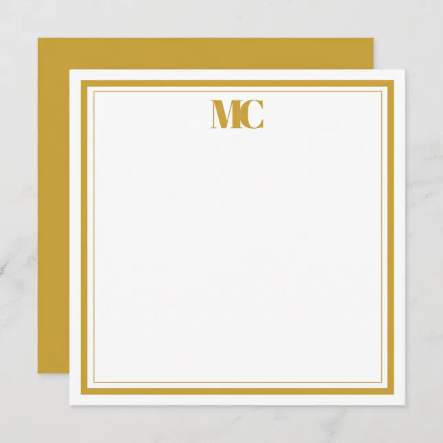 Gold White Modern Minimalist Monogram Two Borders Invitation | Zazzle