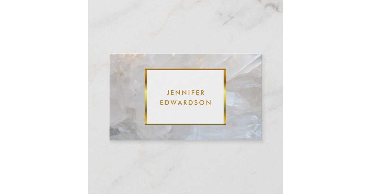 Gold white quarts gemstone professional business card | Zazzle