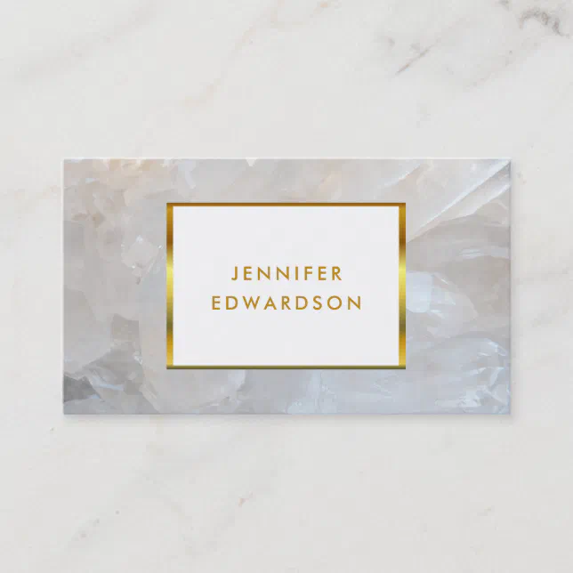 Gold white quarts gemstone professional business card | Zazzle