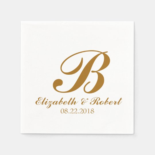 Gold White Wedding Monogram Napkins | Zazzle.com