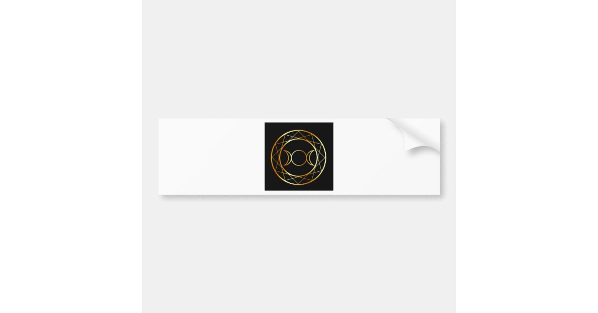 Gold Wiccan symbol Triple Goddess Bumper Sticker | Zazzle