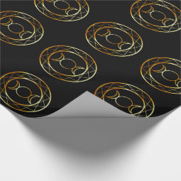 Gold Wiccan symbol Triple Goddess Wrapping Paper | Zazzle