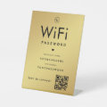 Gold WiFi Password Code Business Logo QR Code Pedestal Sign | Zazzle