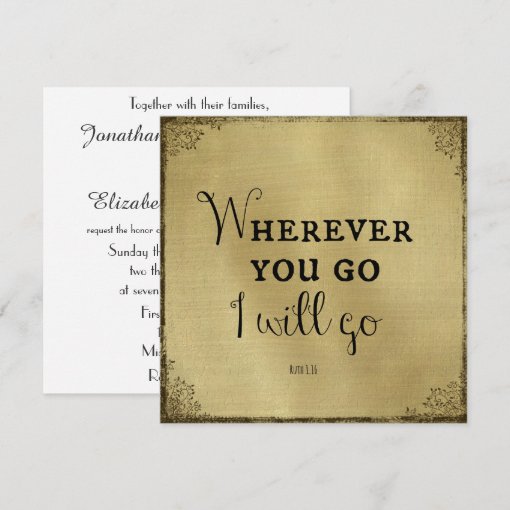 Gold with Bible Verse Wherever you go... Invitation | Zazzle