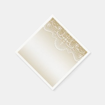 Gold with Lace, Cross, Religious Paper Napkins | Zazzle