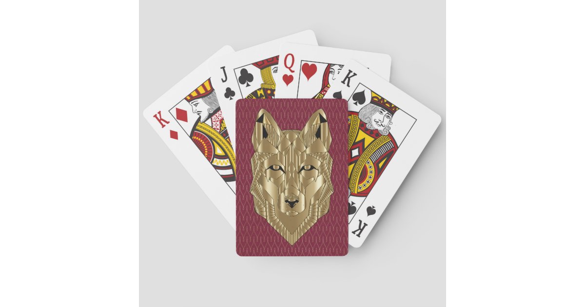Gold Wolf Playing Cards | Zazzle