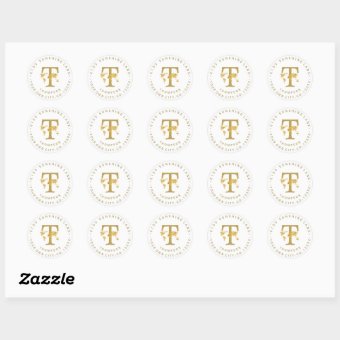 Gold World Map Monogram Circular Address Label | Zazzle