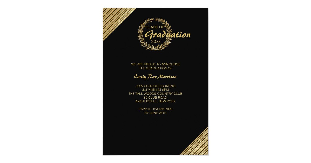 Gold Wreath Graduation Invitation | Zazzle.com