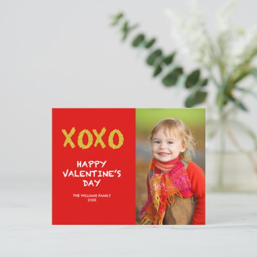 Gold XOXO | Valentine's Day Photo Postcard | Zazzle