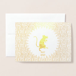 Gold Year of the Rat Birthday with Chinese Red Foil Card | Zazzle