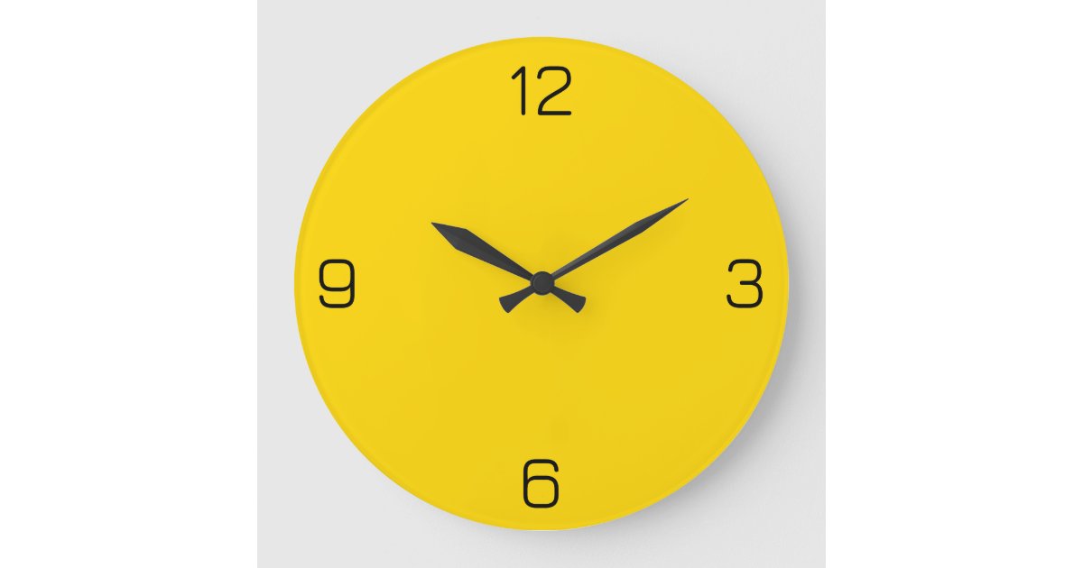 Gold Yellow FFD700 Color with Add Your Name Option Large Clock | Zazzle