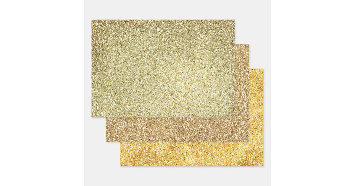 Gold Yellow Glitzy Glitter Sparkle Wrapping Paper Sheets | Zazzle