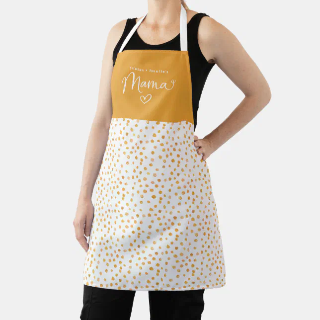 Gold Yellow Polka Dot Pattern Personalized Mama Apron | Zazzle