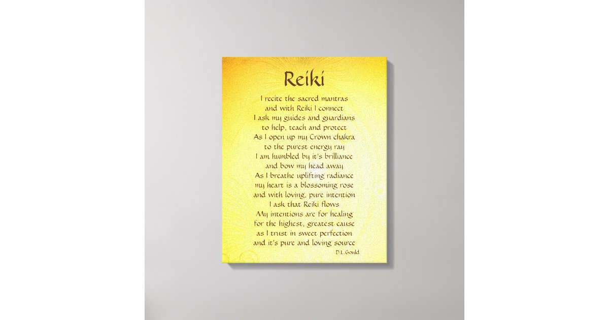 Gold yellow Reiki healing connection poem Canvas Print | Zazzle
