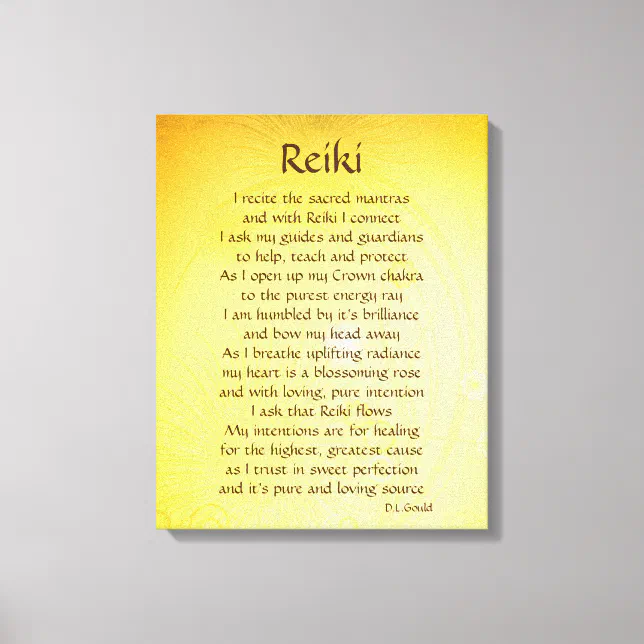 Gold yellow Reiki healing connection poem Canvas Print | Zazzle
