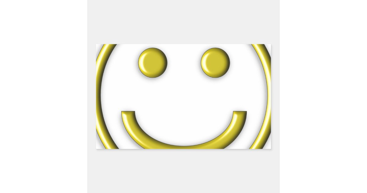 Gold Yellow Smiley Smiling Face Emoji Funny Rectangular Sticker | Zazzle