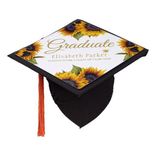 Gold yellow sunflowers elegant summer graduation graduation cap topper ...