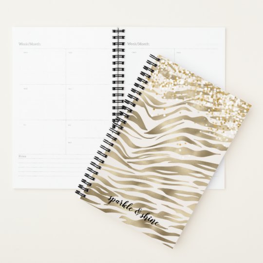 Gold Zebra Print Confetti Planner | Zazzle.com