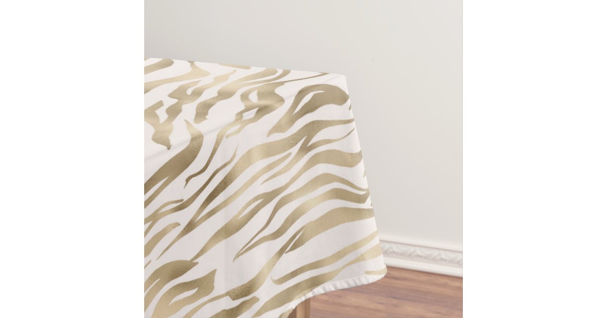 Gold Zebra Print Tablecloth | Zazzle