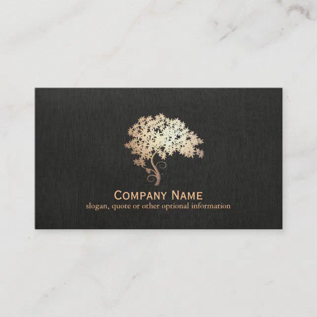 Gold Zen Tree Holistic and Natural Health Logo Business Card | Zazzle