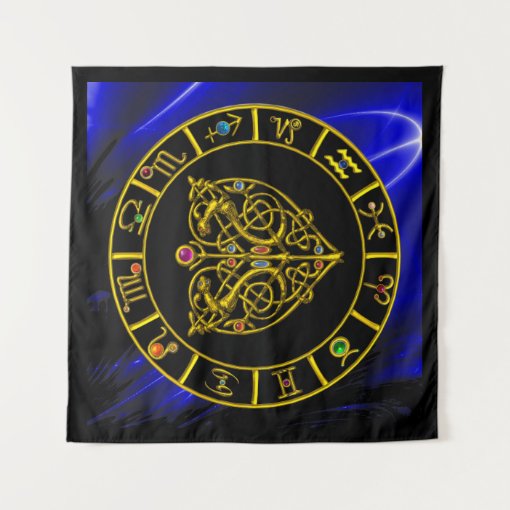 GOLD ZODIAC CHART,ASTRAL HEART,CELTIC KNOTS TAPESTRY | Zazzle