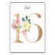 Golden 16 Floral Table Number Card | Zazzle