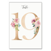 Golden 19 Floral Table Number Card | Zazzle