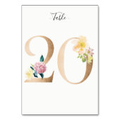 Golden 20 Floral Table Number Card | Zazzle
