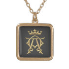 Golden "3-D" Alpha and Omega w/Crown Symbol Silver Plated Necklace | Zazzle.com