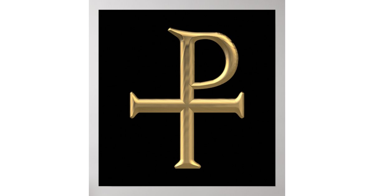 Golden "3-D" Tau-Rho Poster | Zazzle