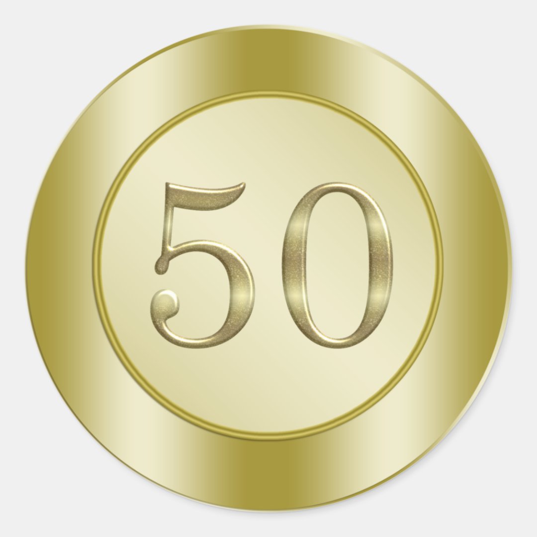 Golden 50th Anniversary Classic Round Sticker | Zazzle