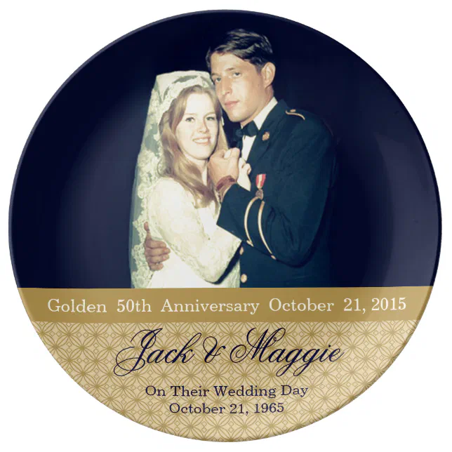 Golden 50th Anniversary | Commemorative Plate | Zazzle