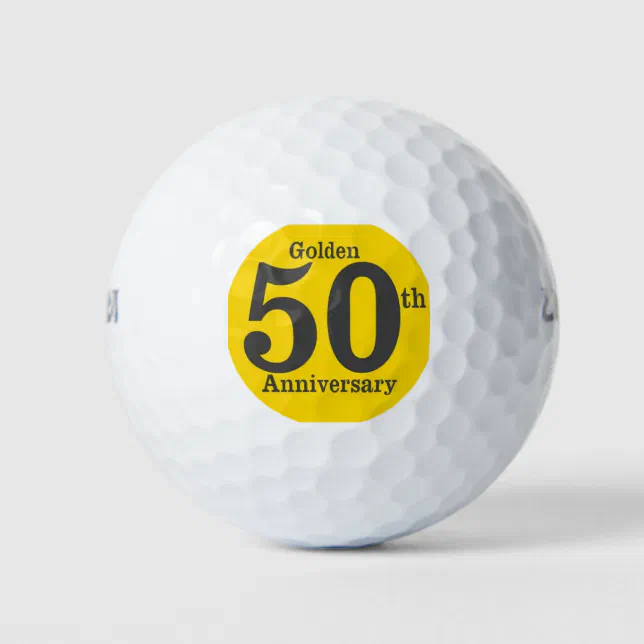 Golden 50th Anniversary Golf Ball | Zazzle