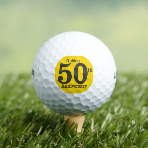 Golden 50th Anniversary Golf Ball | Zazzle