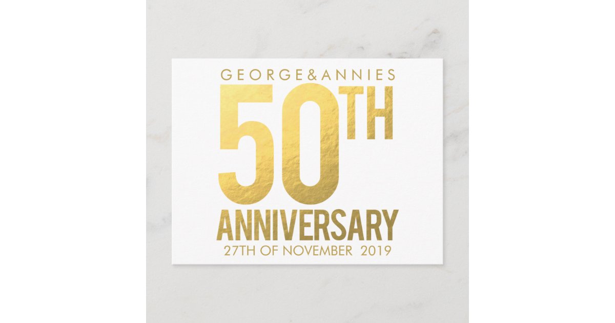 Golden 50th Anniversary Party Postcard | Zazzle
