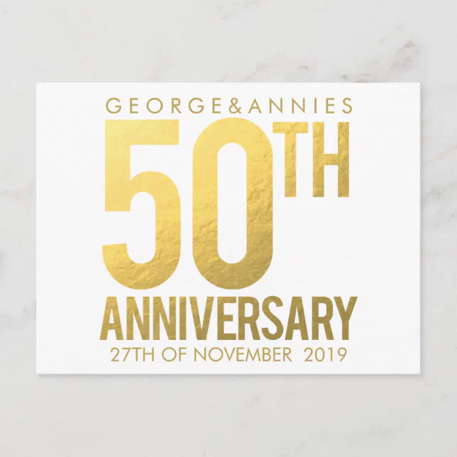 Golden 50th Anniversary Party Postcard | Zazzle