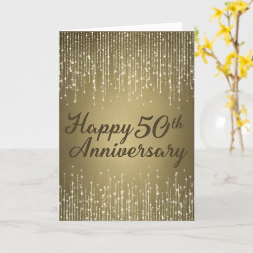 Golden 50th Wedding Anniversary Card | Zazzle