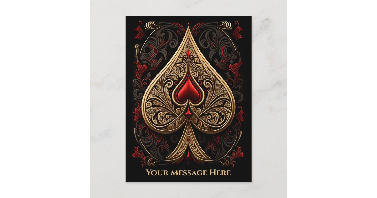 Golden Ace of Spades Postcard | Zazzle
