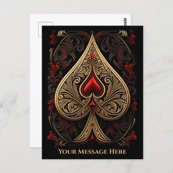 Golden Ace of Spades Postcard | Zazzle
