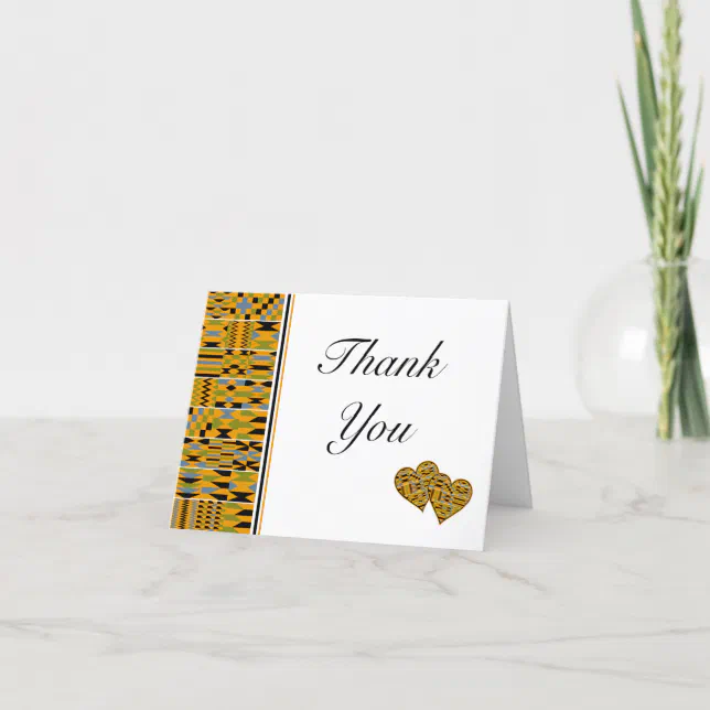 Golden African Kente K46 Folded Thank You Card | Zazzle
