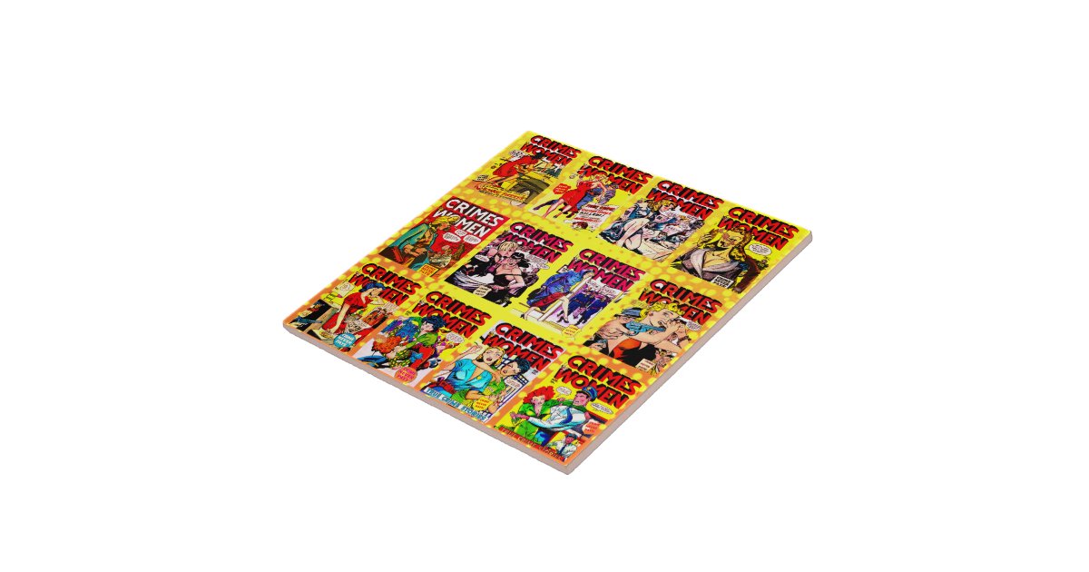 Golden Age Adventure Comic Covers, Crimes By Women Ceramic Tile | Zazzle