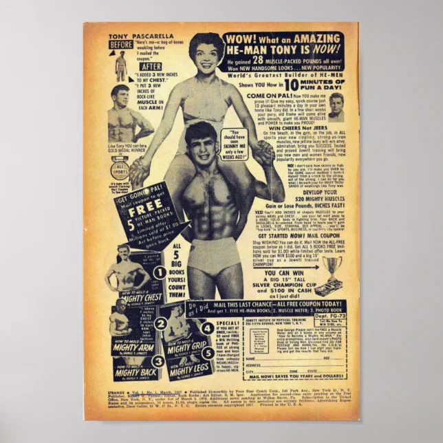 Golden Age Comic Art - Vintage Bodybuilding Advert Poster | Zazzle