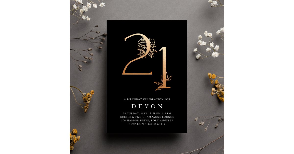 Golden Age | Rose Gold 21st Birthday Party Invite | Zazzle