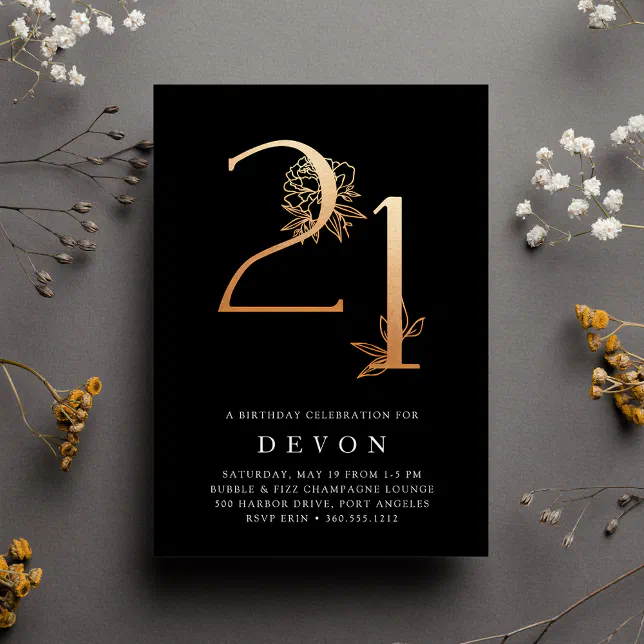 Golden Age | Rose Gold 21st Birthday Party Invite | Zazzle