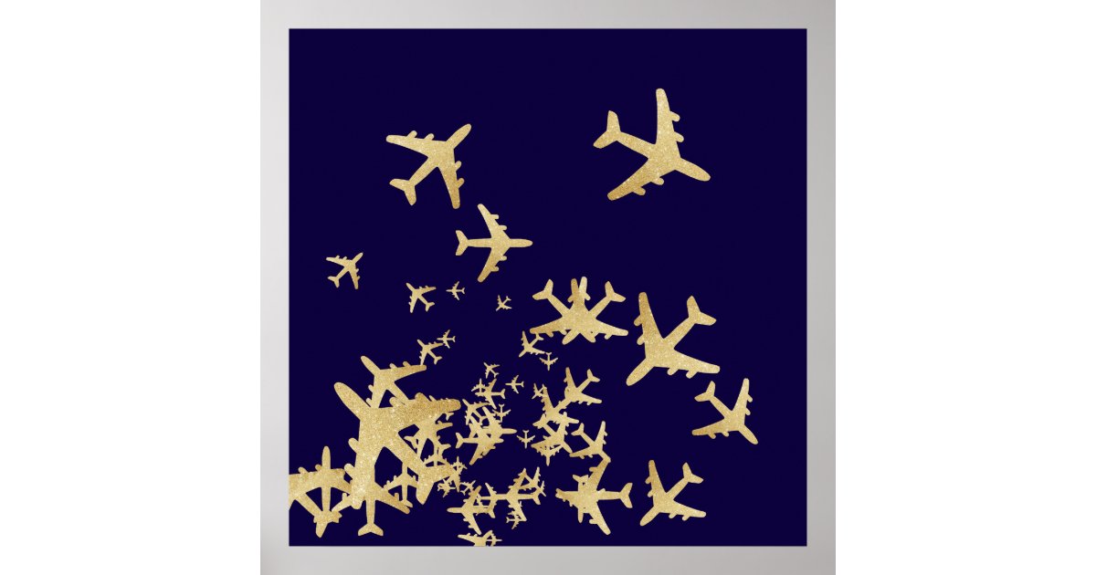 golden airplanes / air-themed travel poster | Zazzle