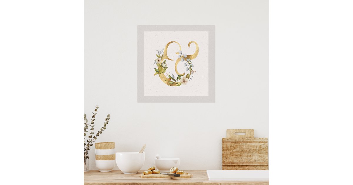 Golden Ampersand Floral Trim Poster | Zazzle