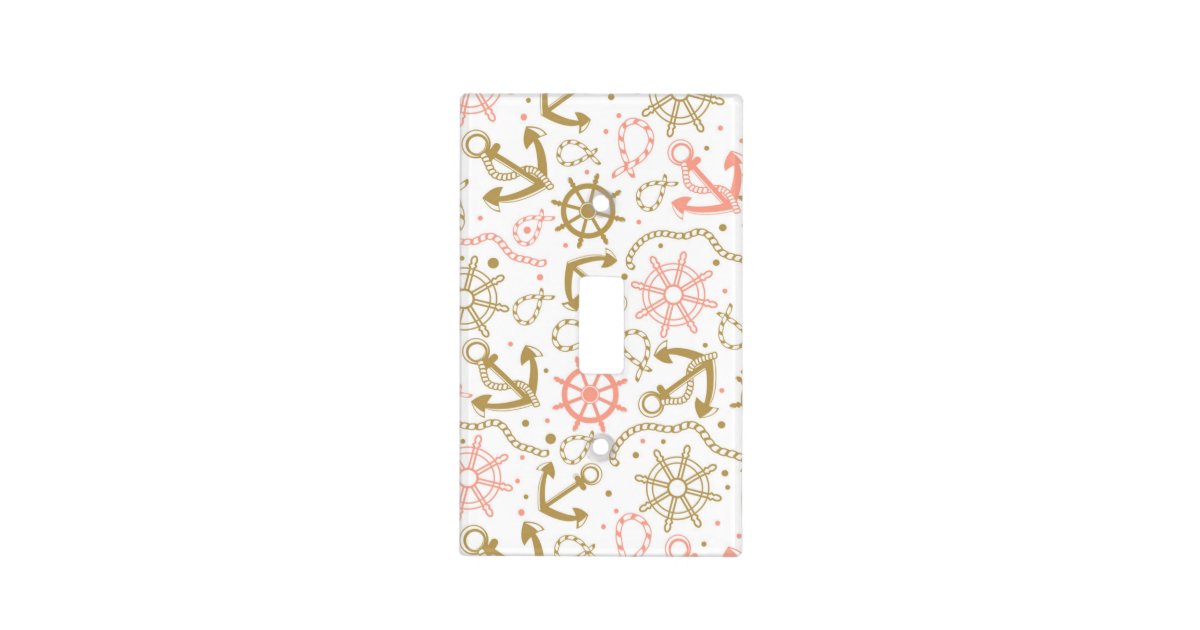 Golden Anchor Pattern Light Switch Cover | Zazzle