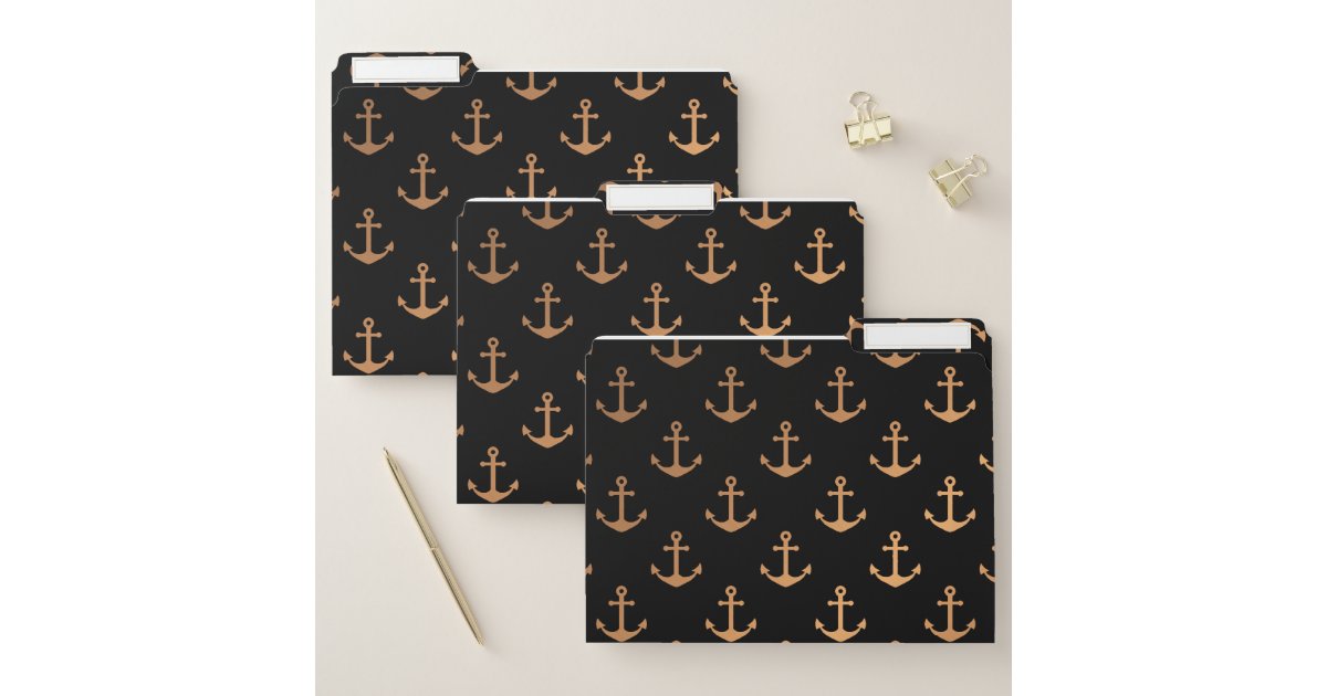 Golden Anchors File Folder | Zazzle